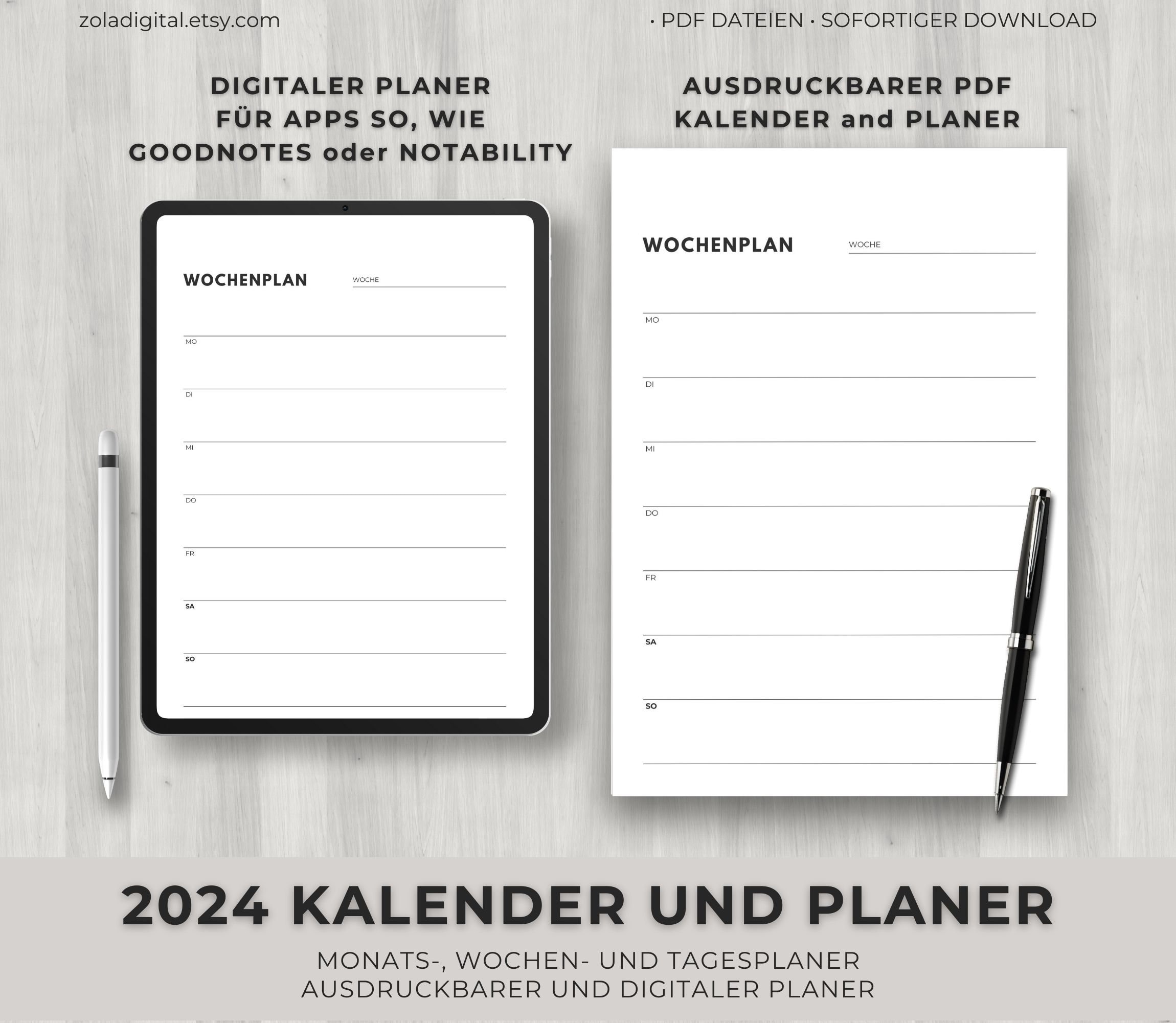 2024 Kalender Und Planer Mit Monatsplaner, Wochenplaner, Tagesplaner ...