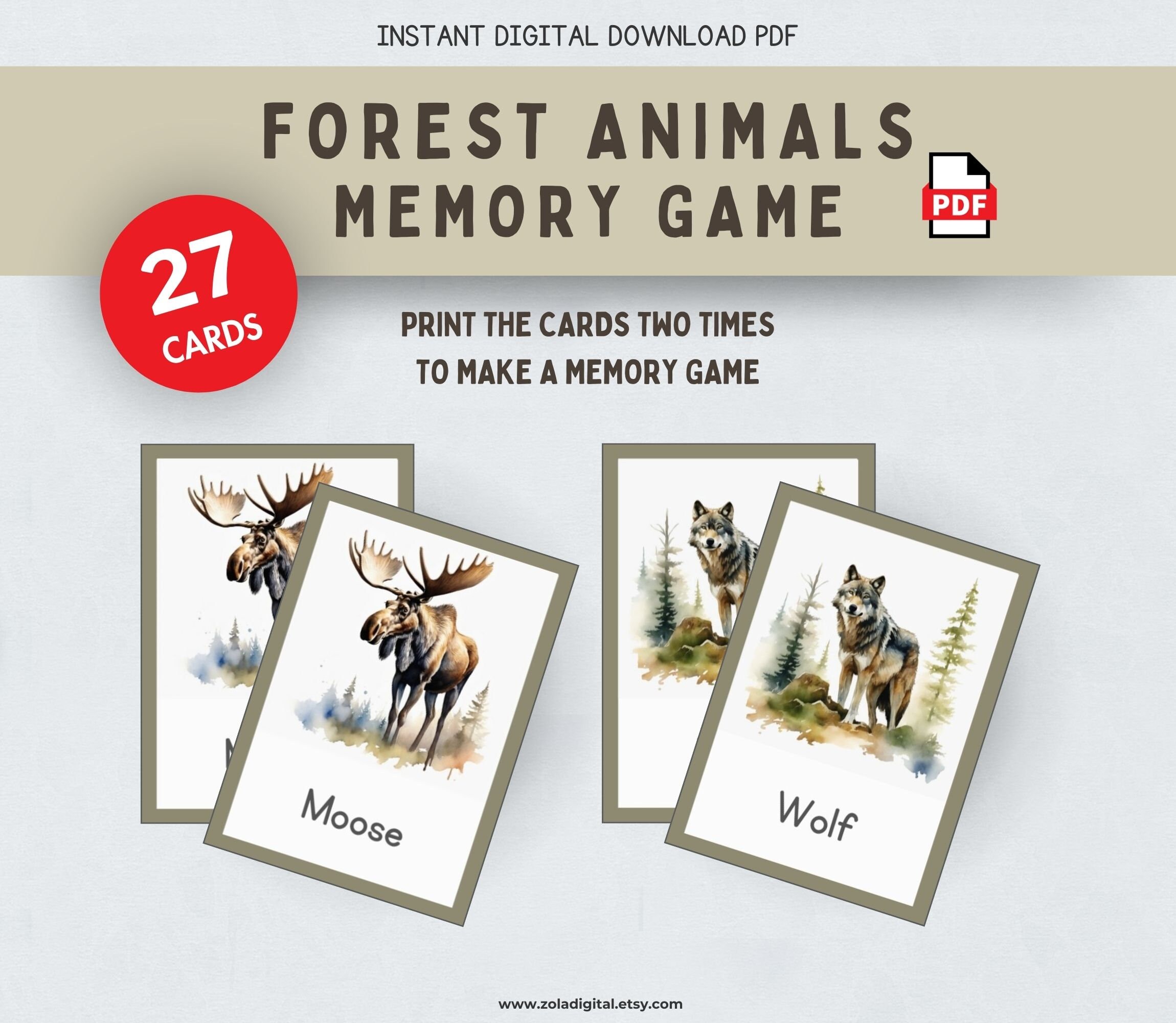 Woodland Animals Printable Flashcards. 27 Forest Animals - Etsy