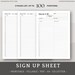 Sign up Sheet Printable and Fillable Sign up Sheet in PDF Template. A4 ...