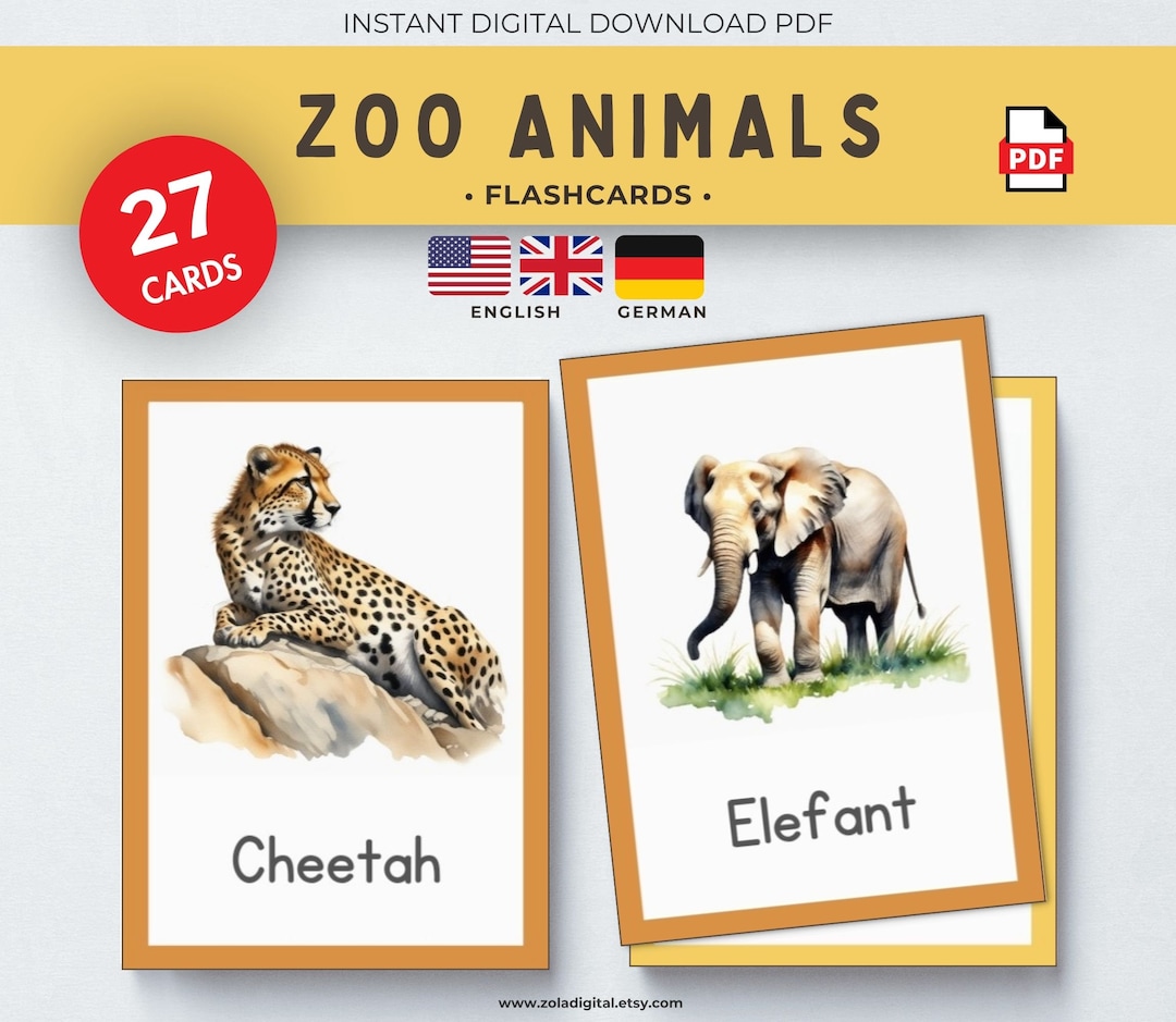 Zoo Animals Flashcards Free Printable at Stanley Harrison blog