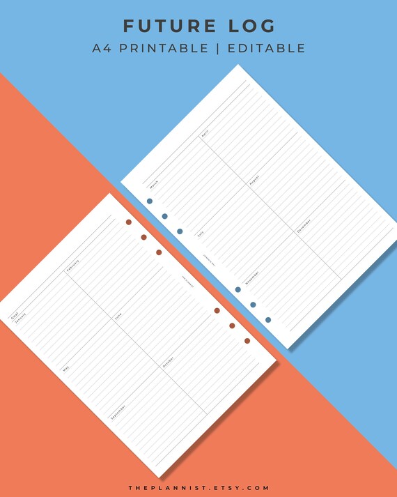 A4 Future Log Printable Yearly Overview Fillable Annual - Etsy