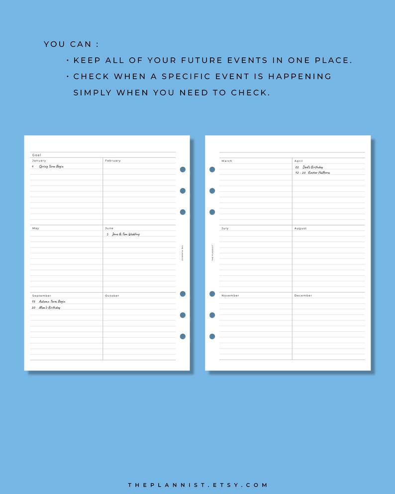 A4 Future Log Printable Yearly Overview Fillable Annual - Etsy
