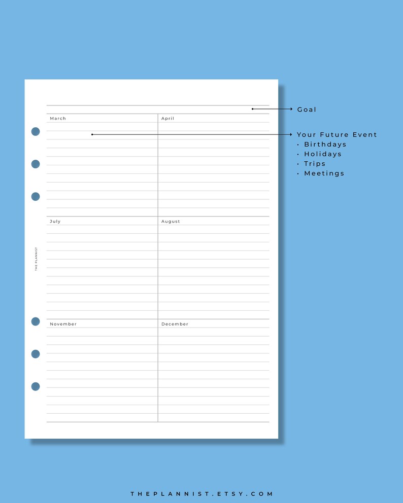A4 Future Log Printable Yearly Overview Fillable Annual - Etsy