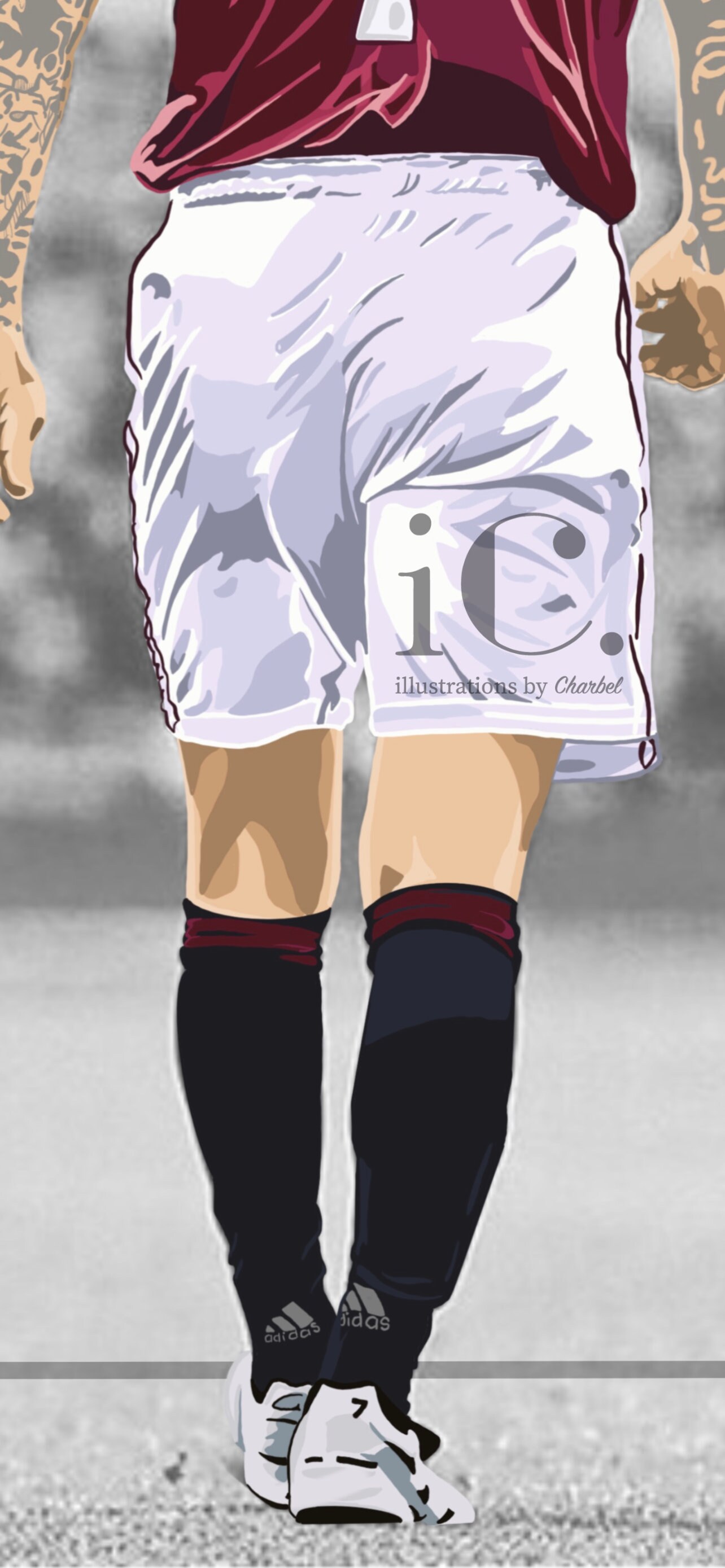 David Beckham Digital Illustration Manchester United Number 7 - Etsy