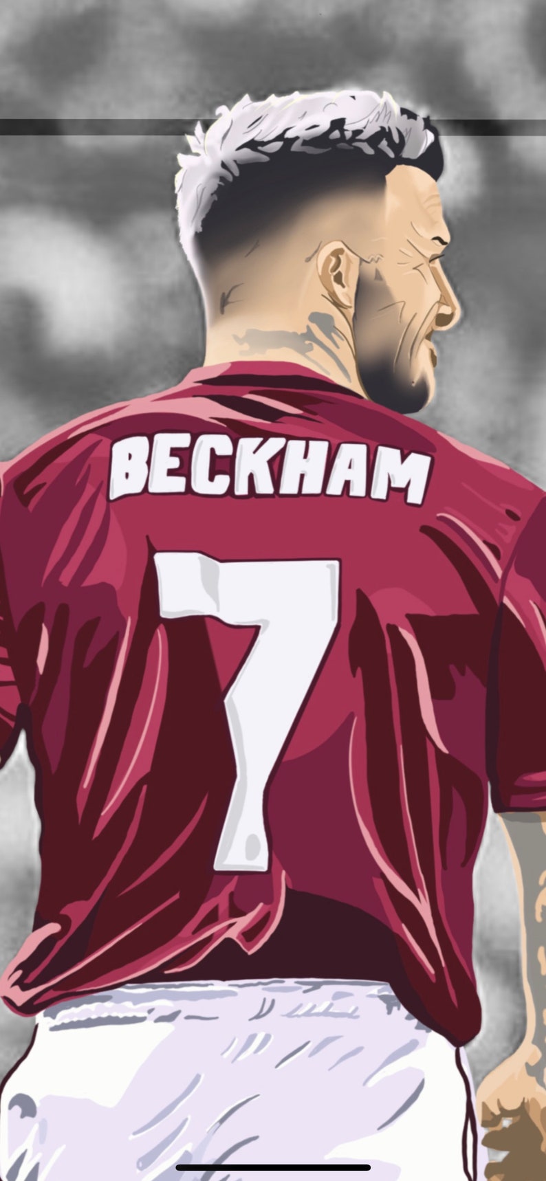 David Beckham Digital Illustration Manchester United Number 7 - Etsy