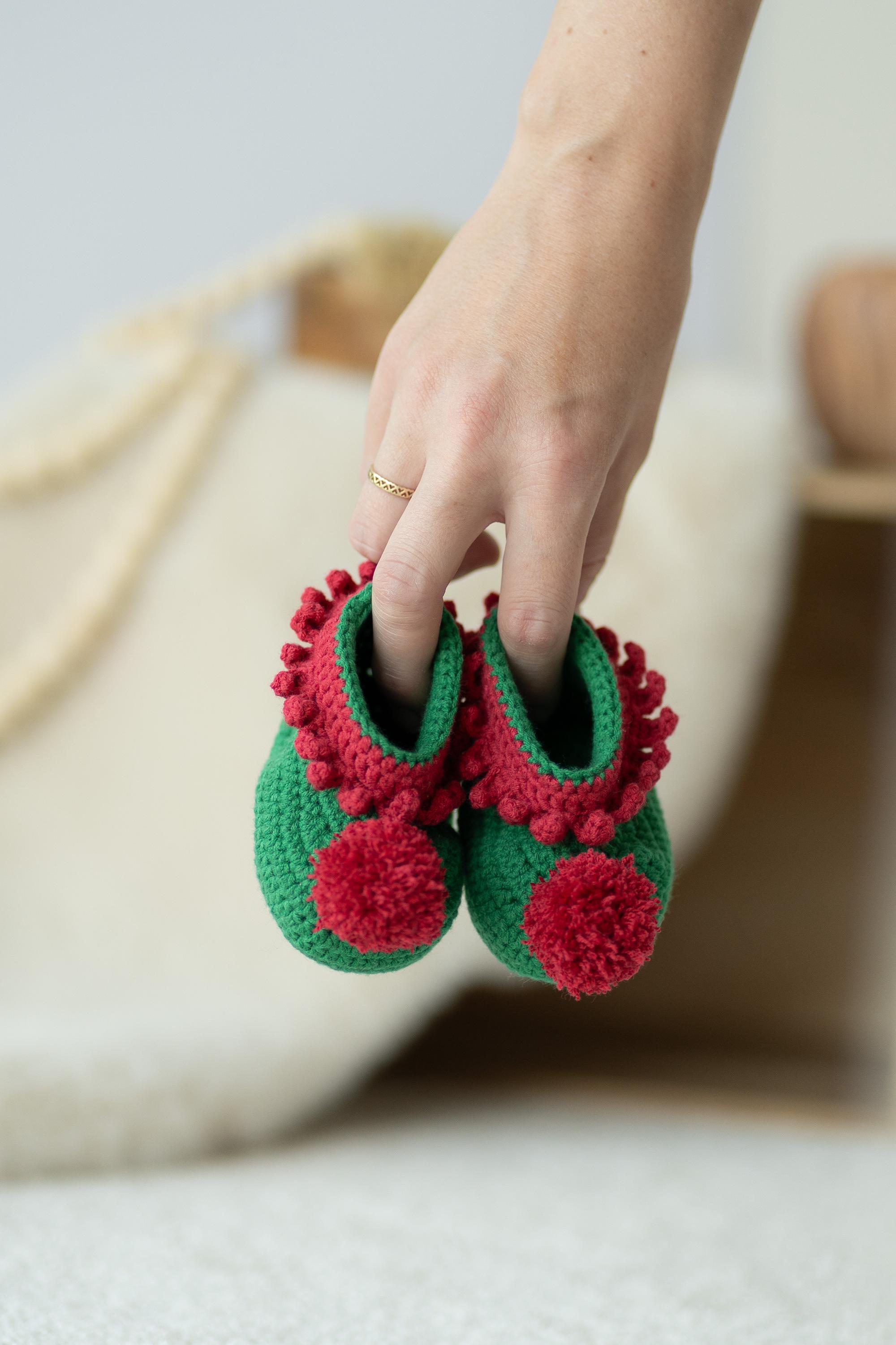 Crochet Elf Baby Shoes Pattern, Easy Christmas Baby Slippers, Handmade ...