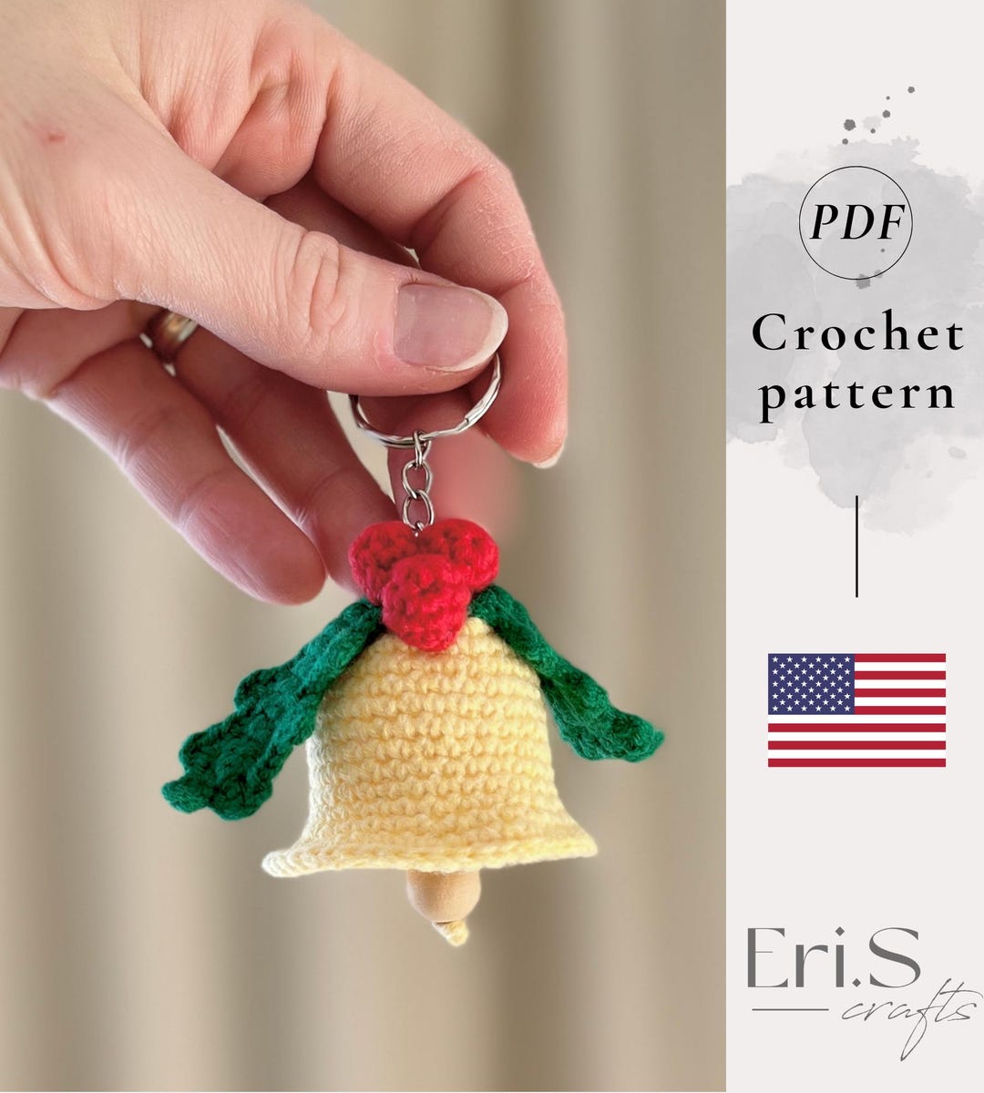 Crochet Christmas Bell Pattern, Amigurumi Holiday Ornament, Christmas ...