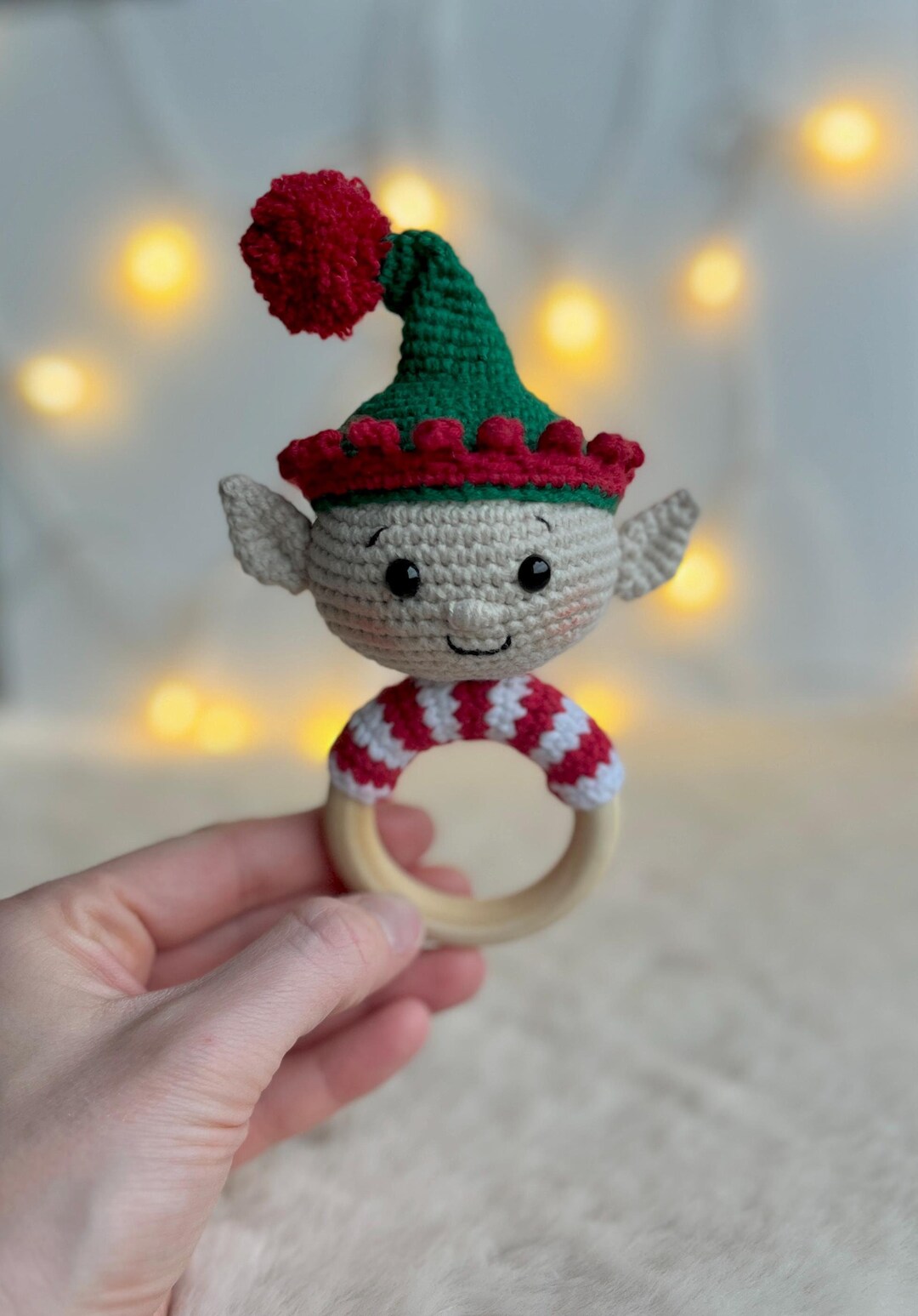 Crochet Pattern Elf Baby Rattle, Amigurumi Instruction Elf Doll ...