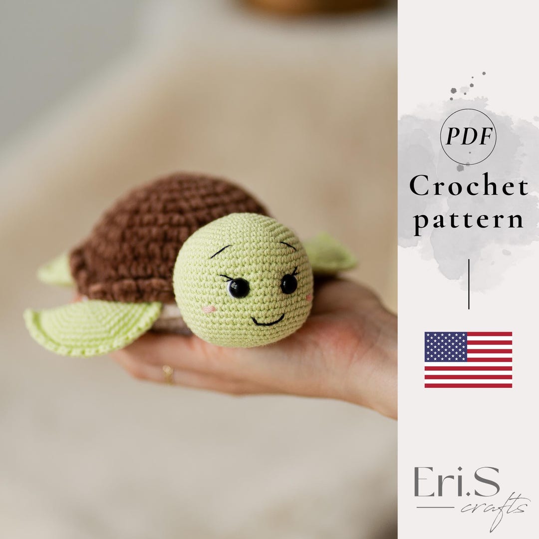Crochet Pattern Cute Turtle, Amigurumi Plushie Soft Turtle Instructions ...
