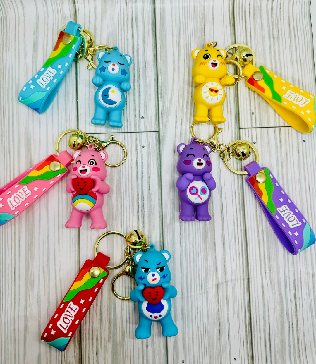 Rainbow Caring Bears Keychains 1pc - Etsy