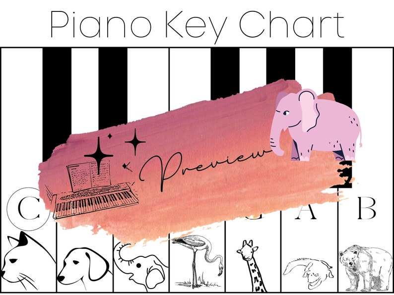 Piano Key Chart-animal Edition - Etsy