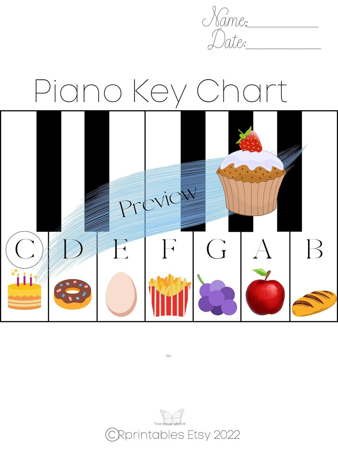 Piano Chart-food Edition - Etsy
