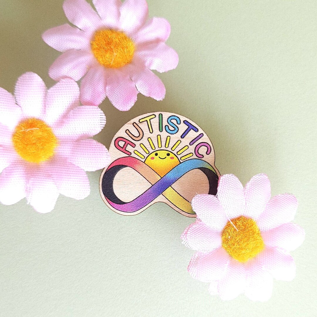 Autism Wooden Pin Badge, Enamel Ribbon Lapel Pin, Support Badge, UK ...