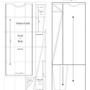 PDF Pattern Medieval Shift Chemise 14 Century Petticoat - Etsy