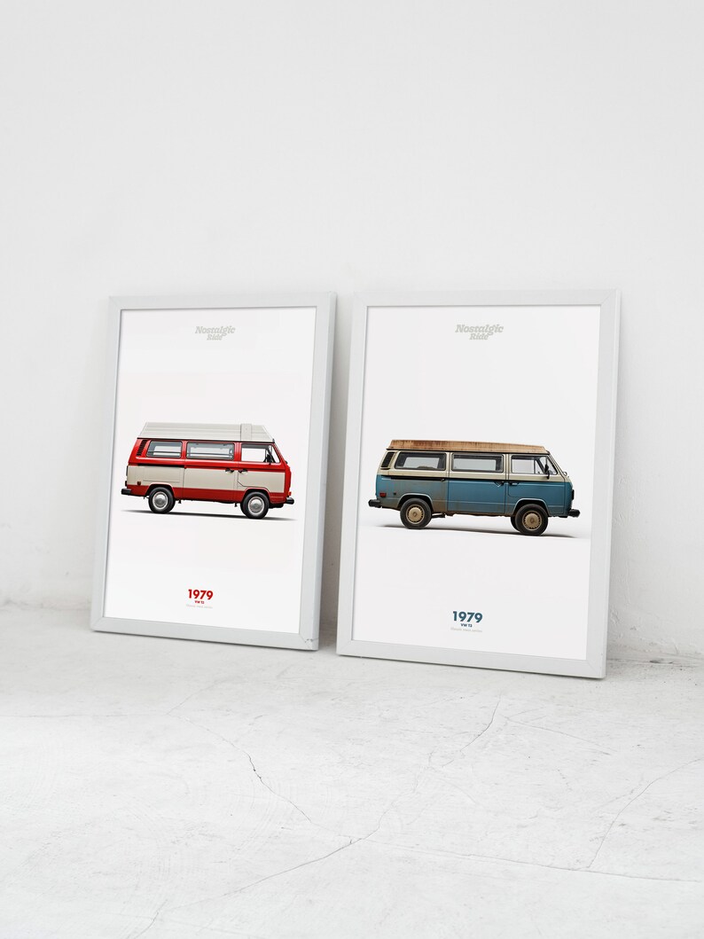 Old Blue Camper Volkswagen T3 Van, 1979, 1970s Vw Van Print Posters ...