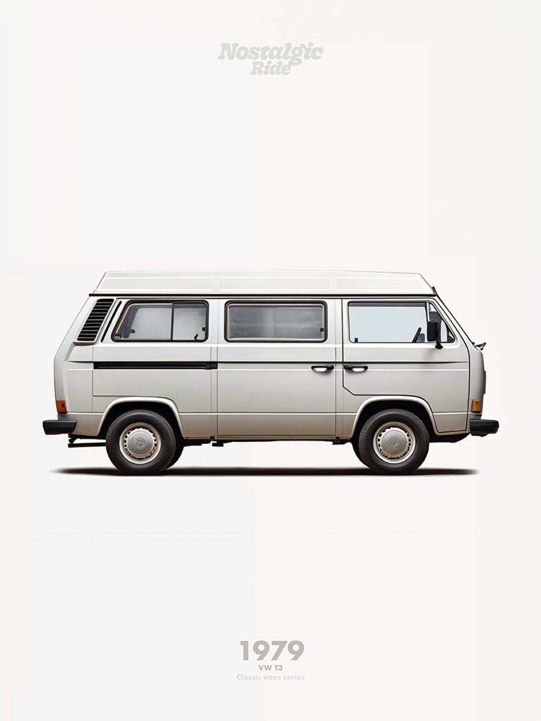 Volkswagen White T3, 1979 Classic Vw Camper Van, Road Surf Trip Posters ...