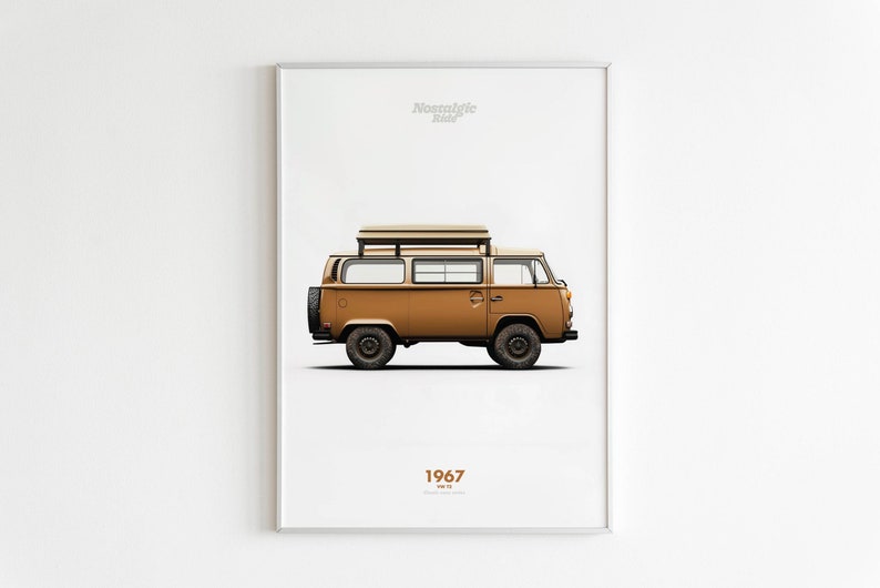 Volkswagen 1967 T2 4x4 Custom Van Poster Vintage Art Print VW Classic ...