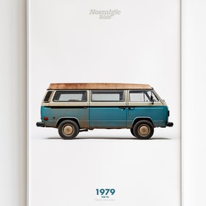 Old Blue Camper Volkswagen T3 Van, 1979, 1970s Vw Van Print Posters ...