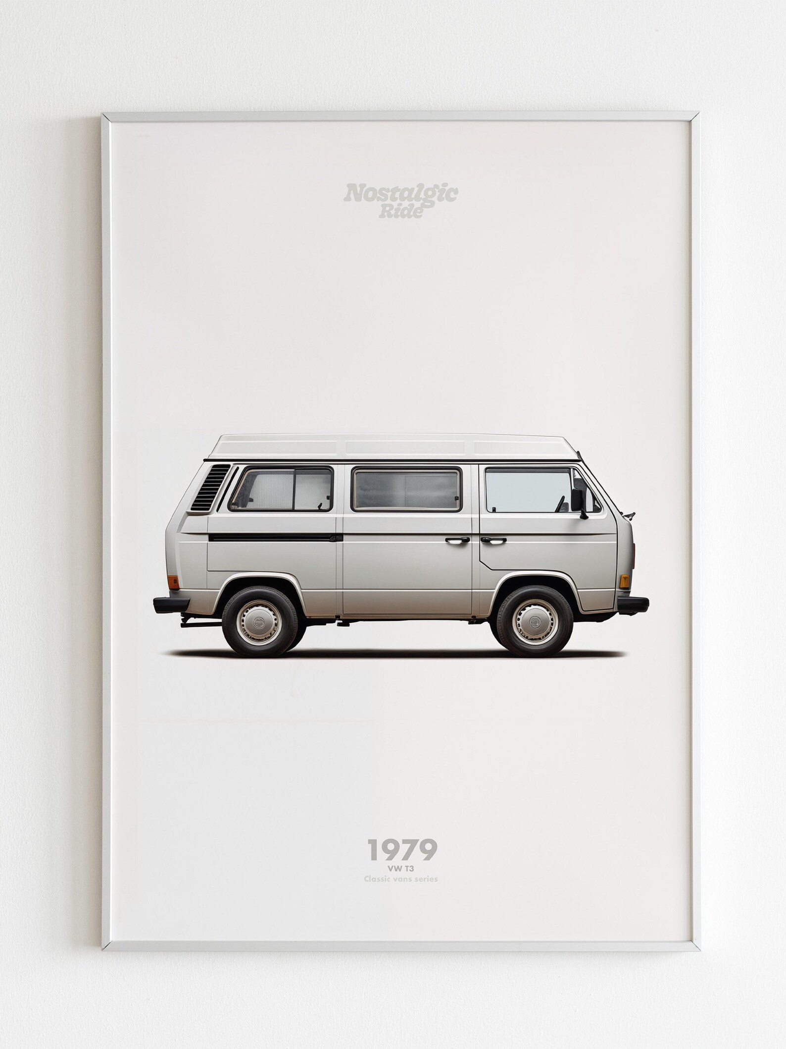 Volkswagen White T3, 1979 Classic Vw Camper Van, Road Surf Trip Posters ...