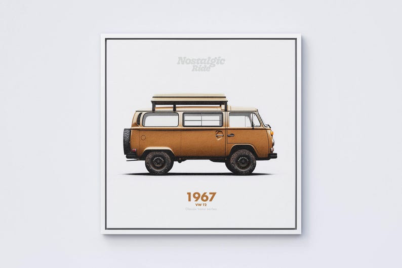 Volkswagen 1967 T2 4x4 Custom Van Poster Vintage Art Print VW Classic ...