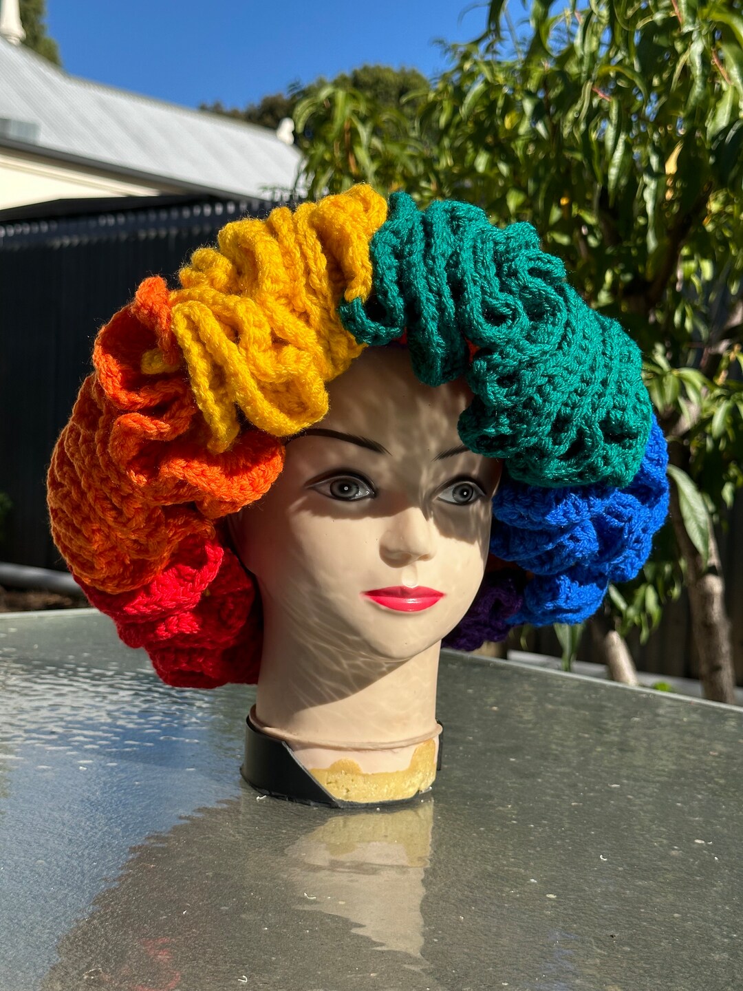Rainbow Crochet Ruffle Hat, Crochet Bucket Hat, Gift for Her, Unisex ...