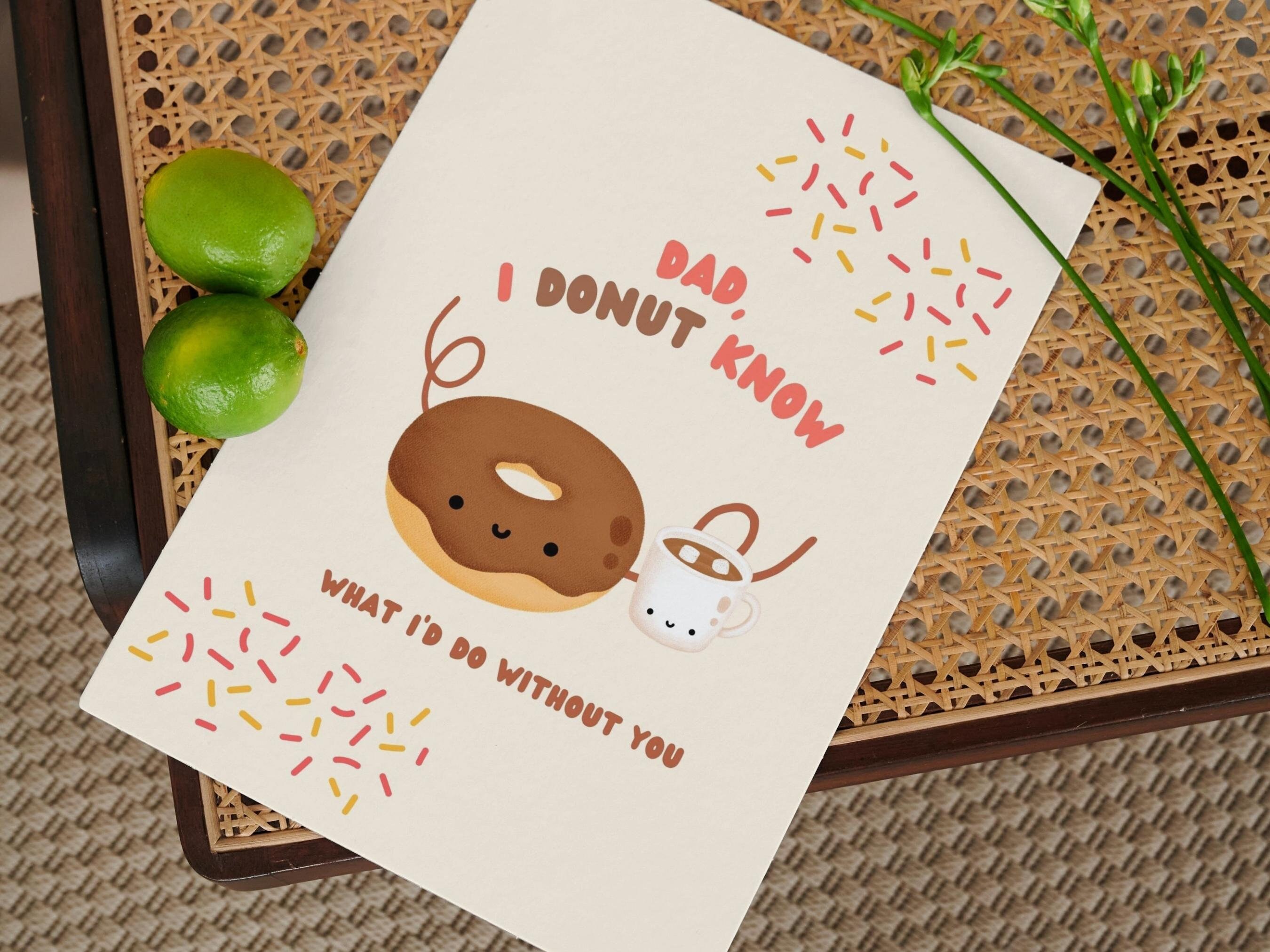 PERSONALISED Father's Day Card, Funny Cute Pun, Donut Coffee Card ...