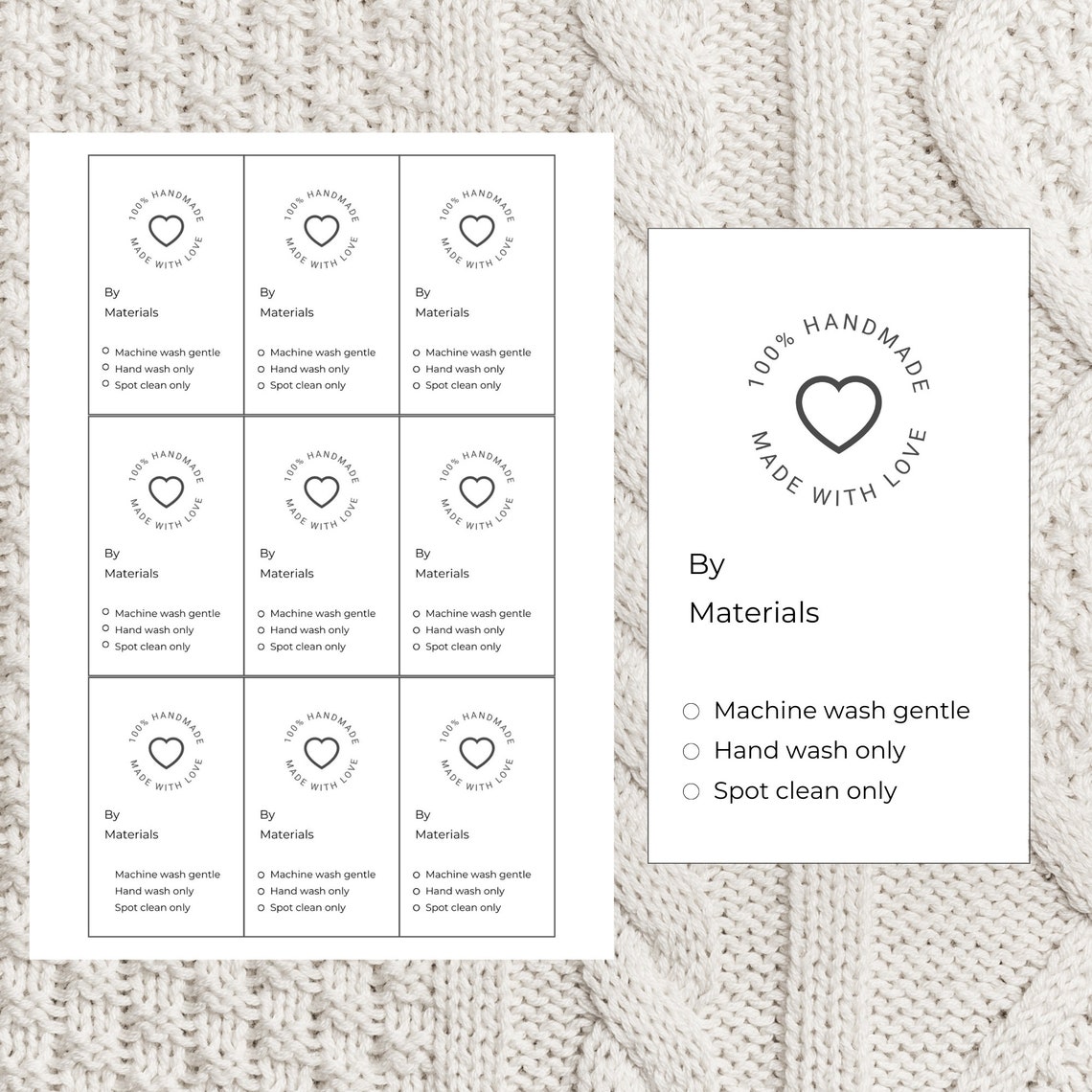 100 % Handmade - Made With Love Tags | PRINTABLE PDF | Handmade Gift ...