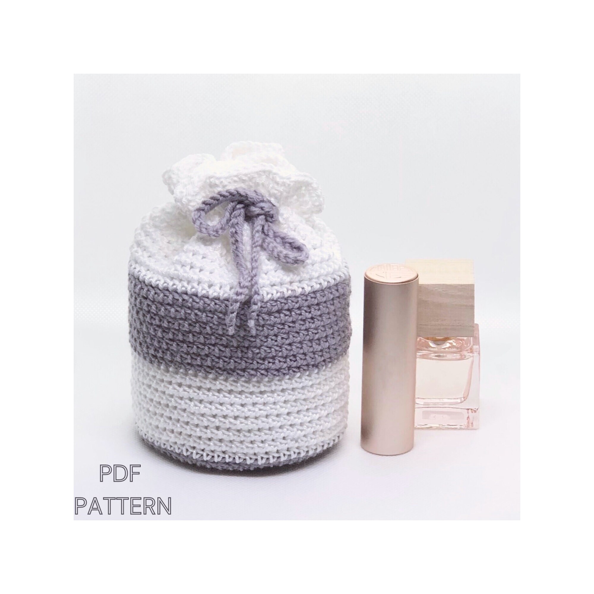 Drawstring Bag Crochet Pattern Small Boho Pouch Minimalist Purse Gift ...