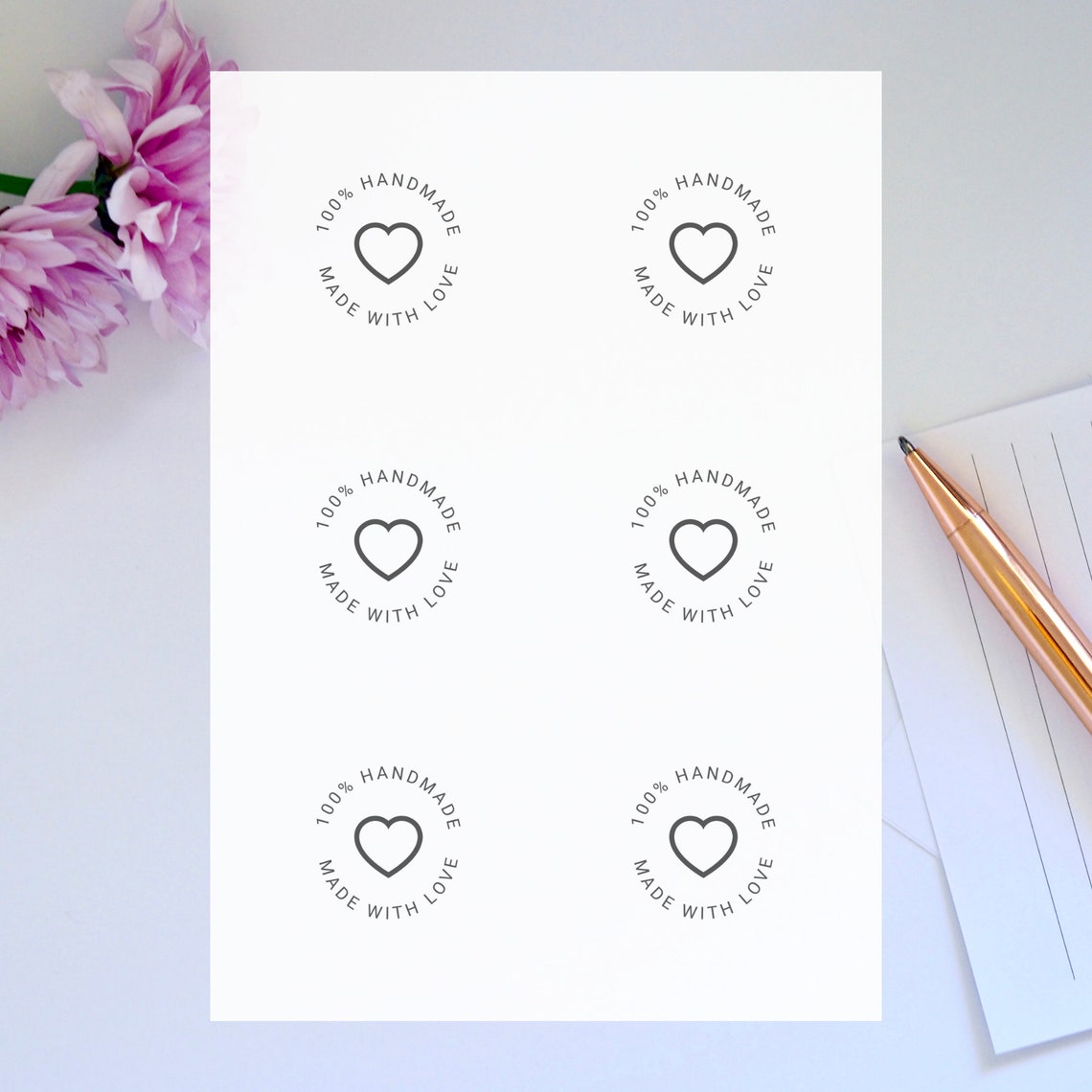 100 % Handmade - Made With Love Tags | PRINTABLE PDF | Handmade Gift ...