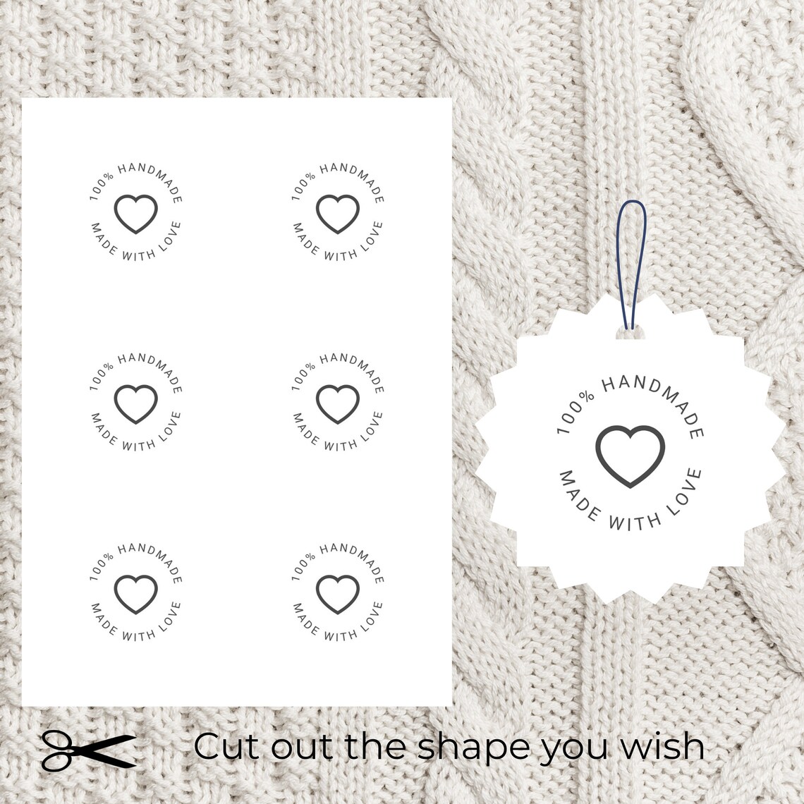 100 % Handmade - Made With Love Tags | PRINTABLE PDF | Handmade Gift ...