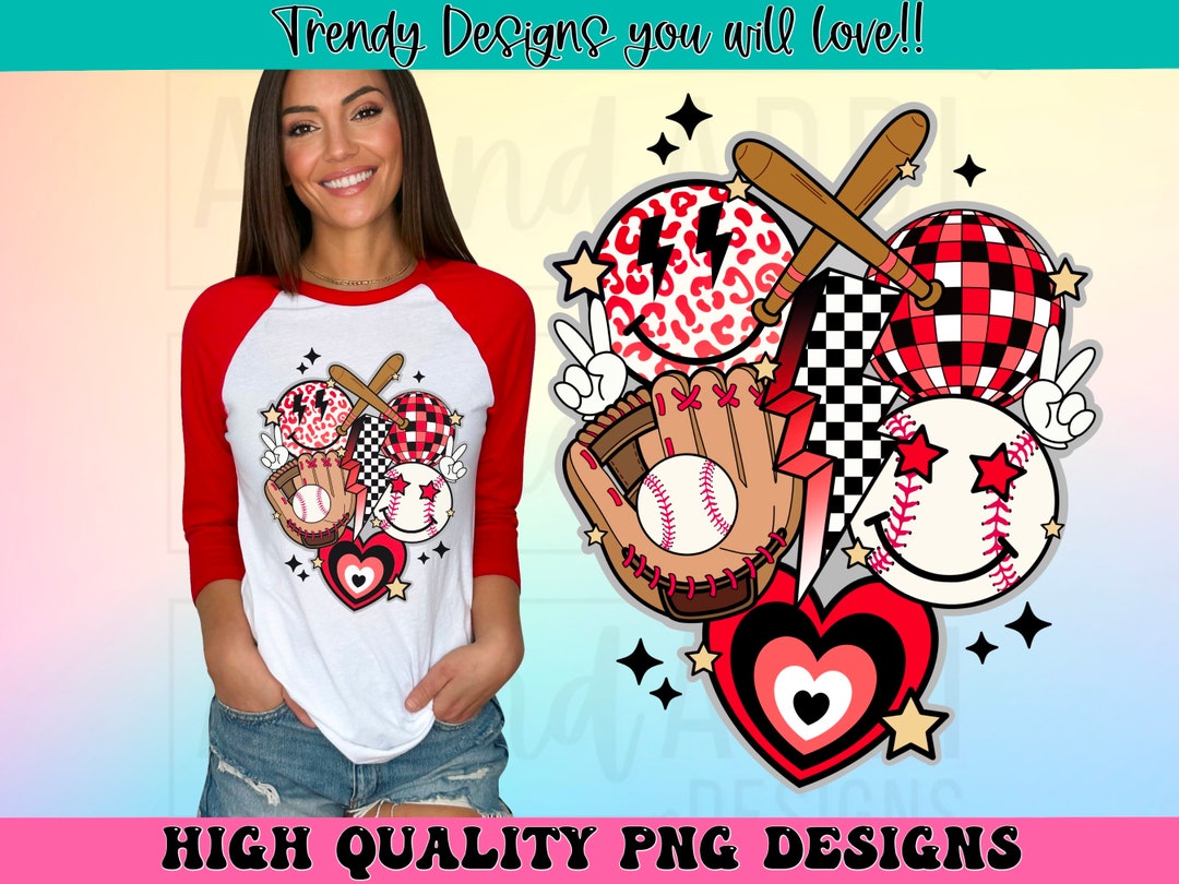 Retro Baseball Png, Baseball, Sublimation Design, Red and Black ...