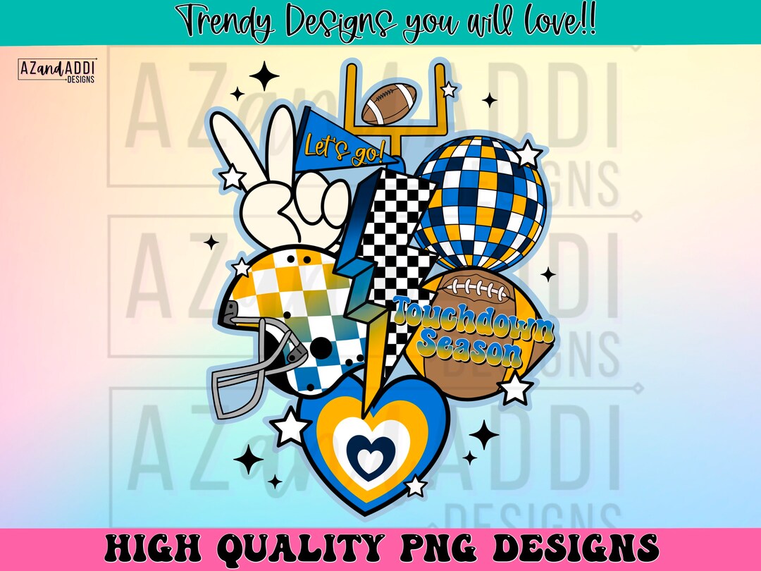 Retro Football Collage Png, Football Sublimation Design, Blue and ...