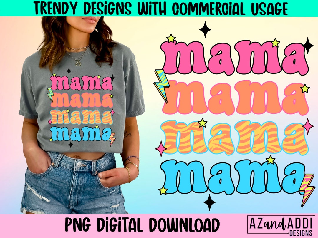 Retro Mama Png, Mama Sublimation Design, Neon Mama Png, Stacked Mama ...