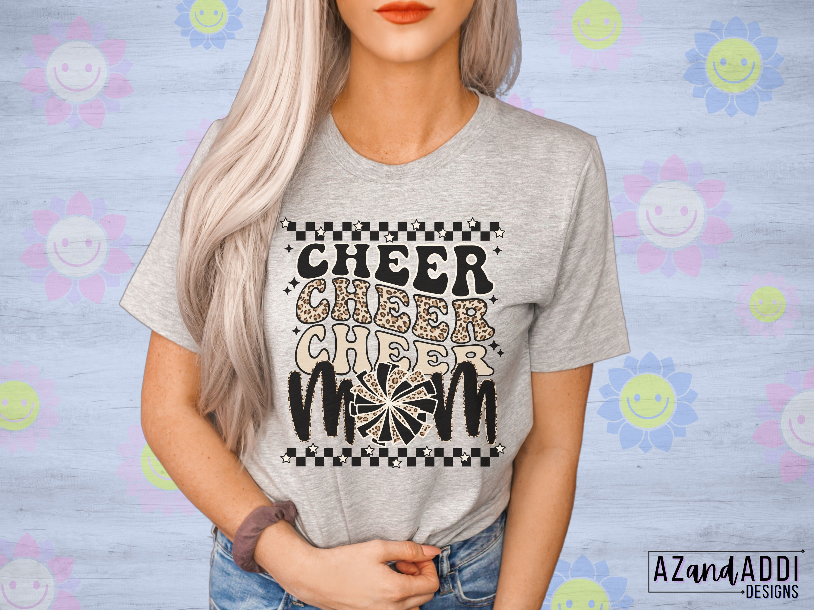 Cheer Mom Png, Cheer Sublimation Design, Black and Leopard Cheer, Pom ...