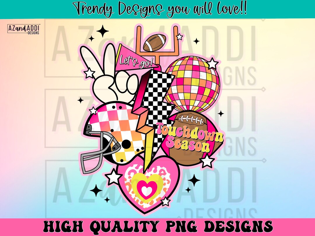 Retro Football Collage Png, Football Sublimation Design, Cute Pink ...