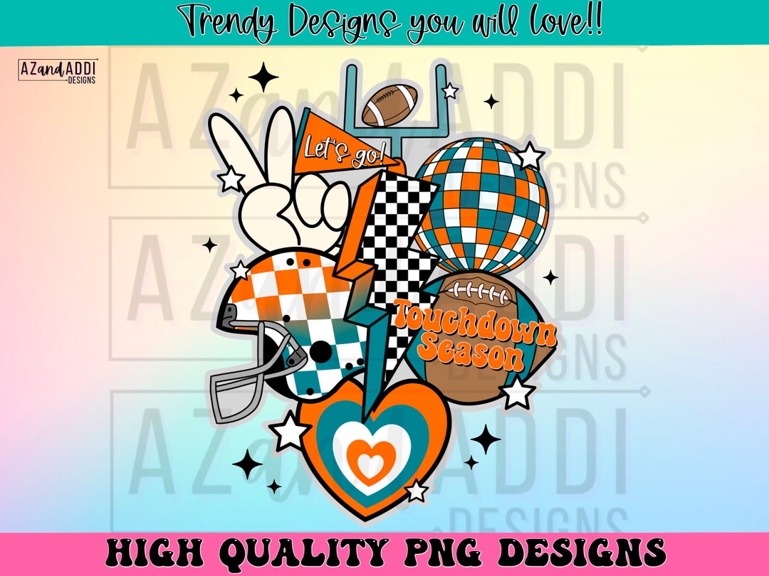Retro Football Collage Png, Football Sublimation Design, Orange and ...