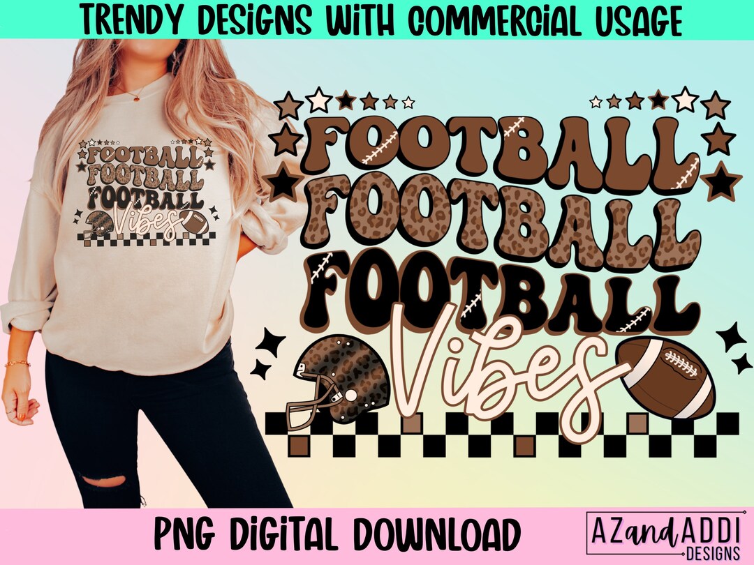Football Vibes Sublimation Design, Retro Football Png, Touchdown Season ...