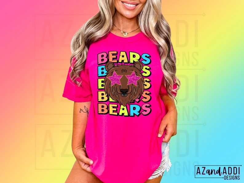 Bears Preppy Mascot Png, Bears Mascot School Spirit Design, Retro Bears ...