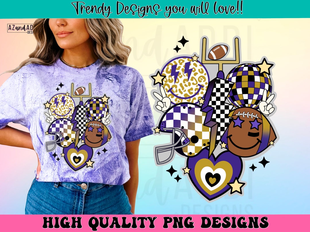 Retro Football Collage Png Purple and Gold Football - Etsy