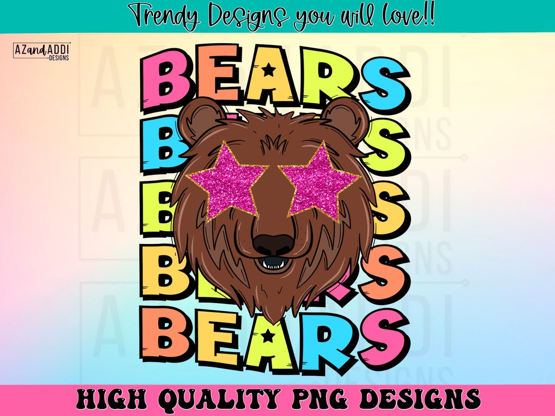 Bears Preppy Mascot Png, Bears Mascot School Spirit Design, Retro Bears ...