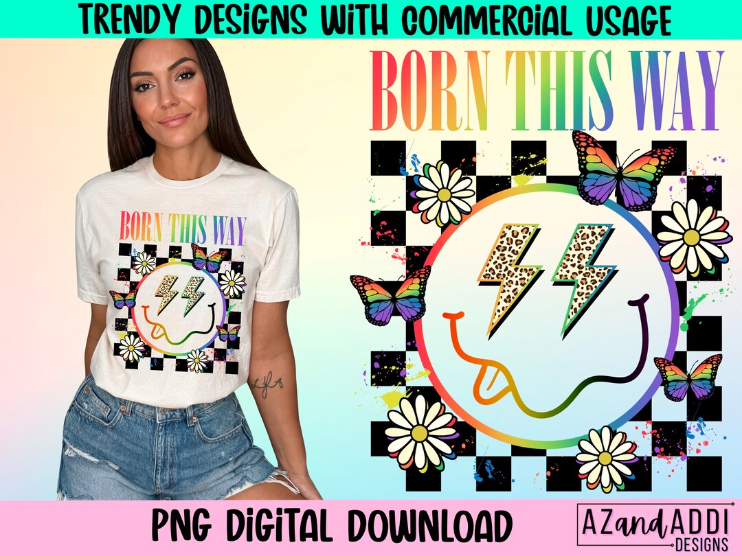 Born This Way Png, Retro Pride Sublimation Design, Gay Pride Png, LGBTQ ...