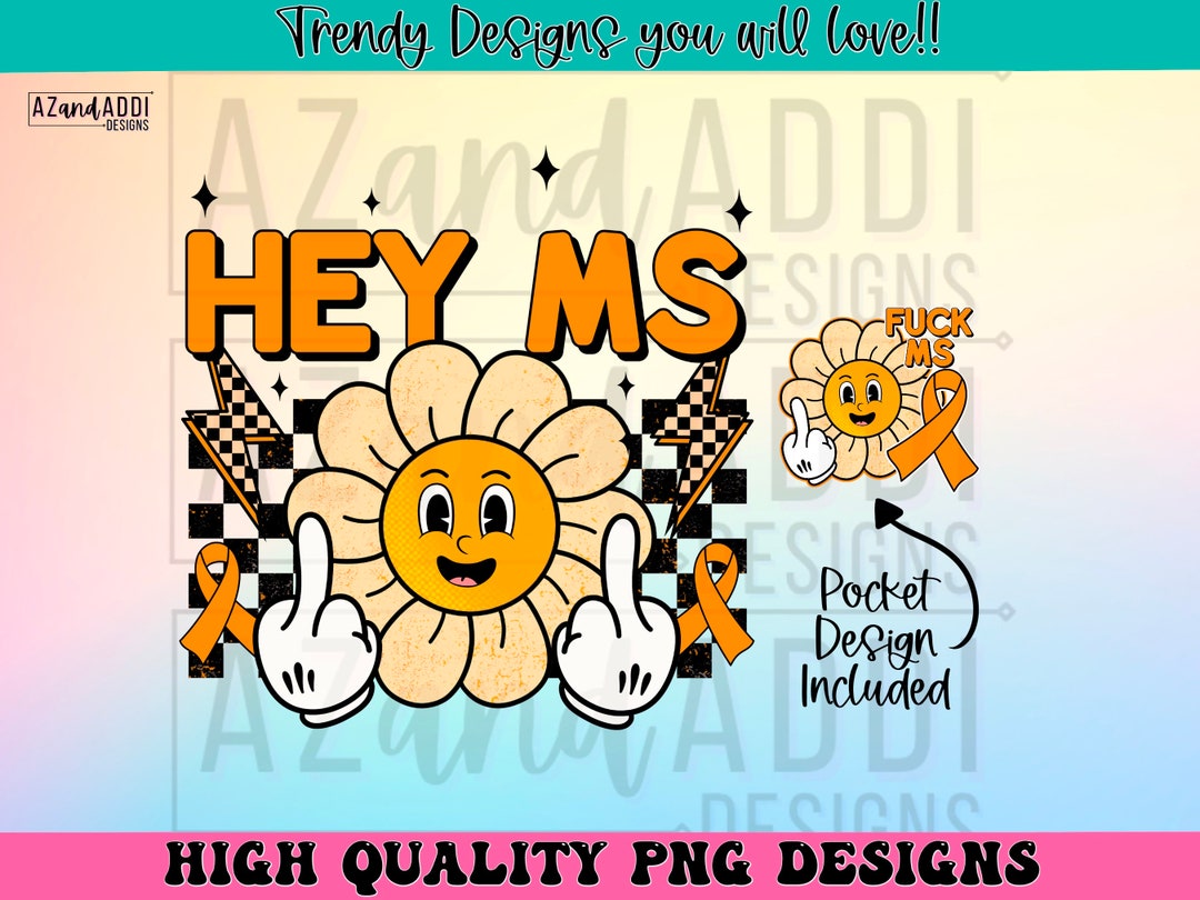 Multiple Sclerosis Awareness Png, Orange MS Ribbon, Retro Multiple ...