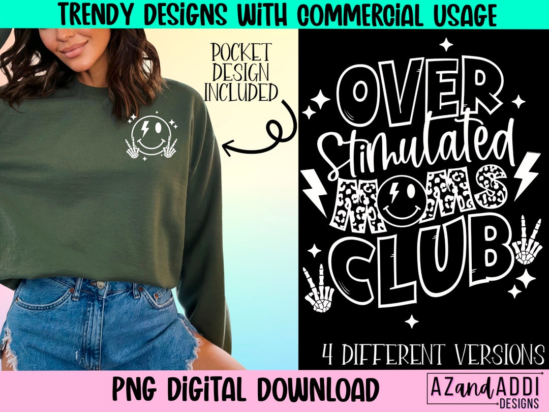 Overstimulated Moms Club Png, Retro Mom Sublimation Design ...