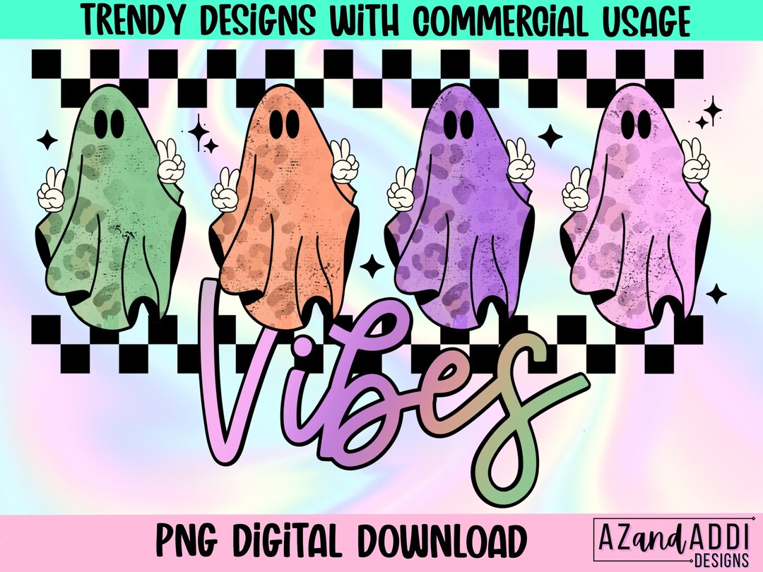 Spooky Vibes Png, Retro Ghost Png, Retro Halloween Sublimation, Leopard ...