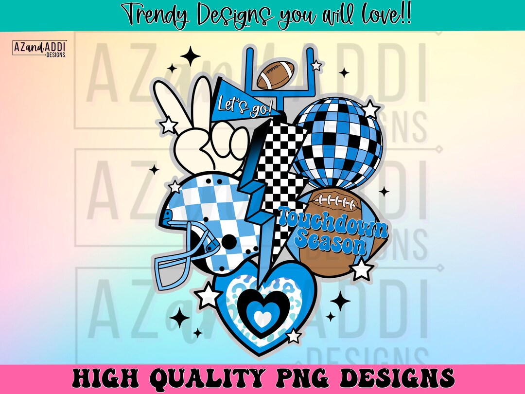 Retro Football Collage Png, Football Sublimation Design, Light Blue ...