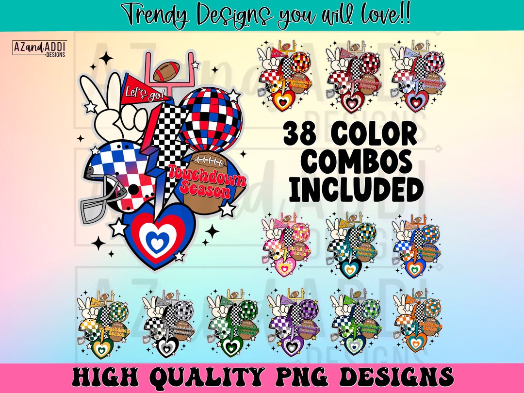 Football Team Bundle Png, Custom Football Team Colors Png, Retro Football Sublimation Designs ...