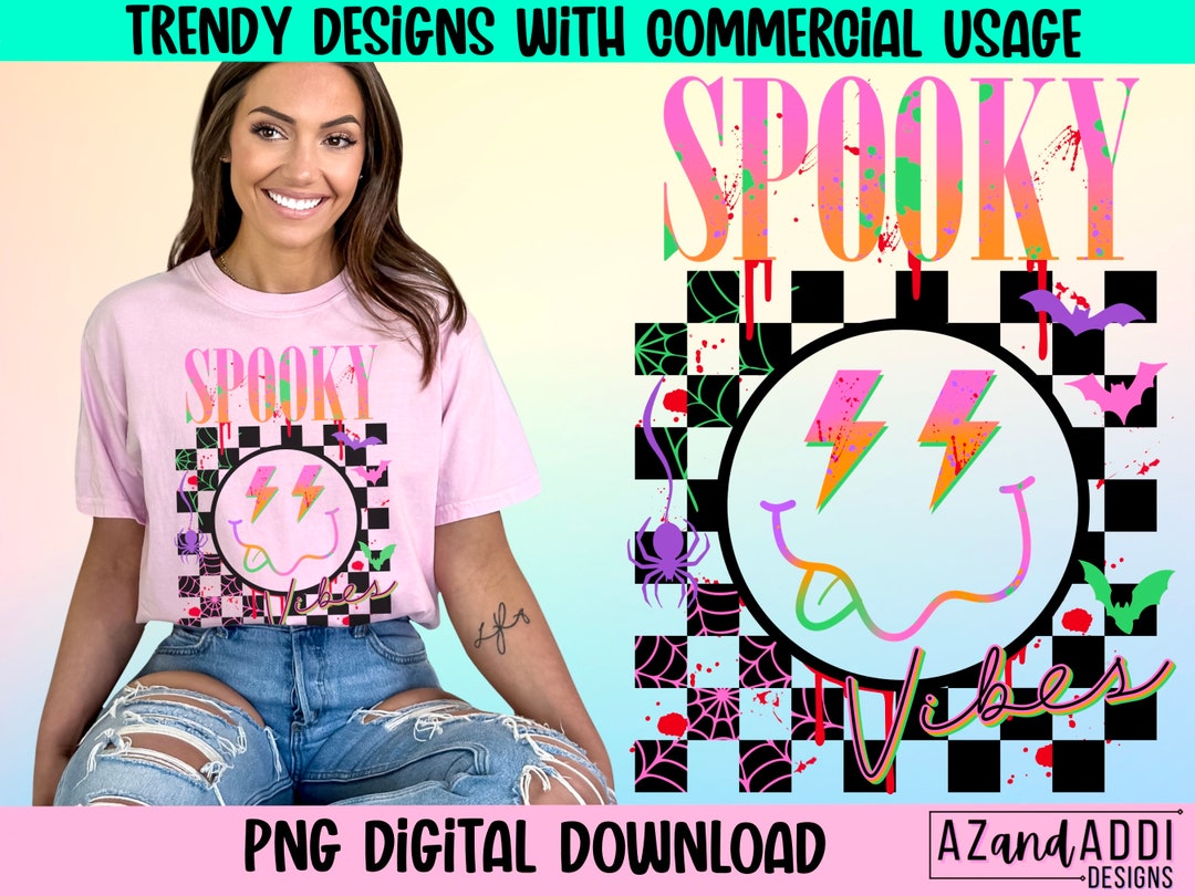 Spooky Happy Face Png, Retro Halloween Sublimation Design, Spooky ...