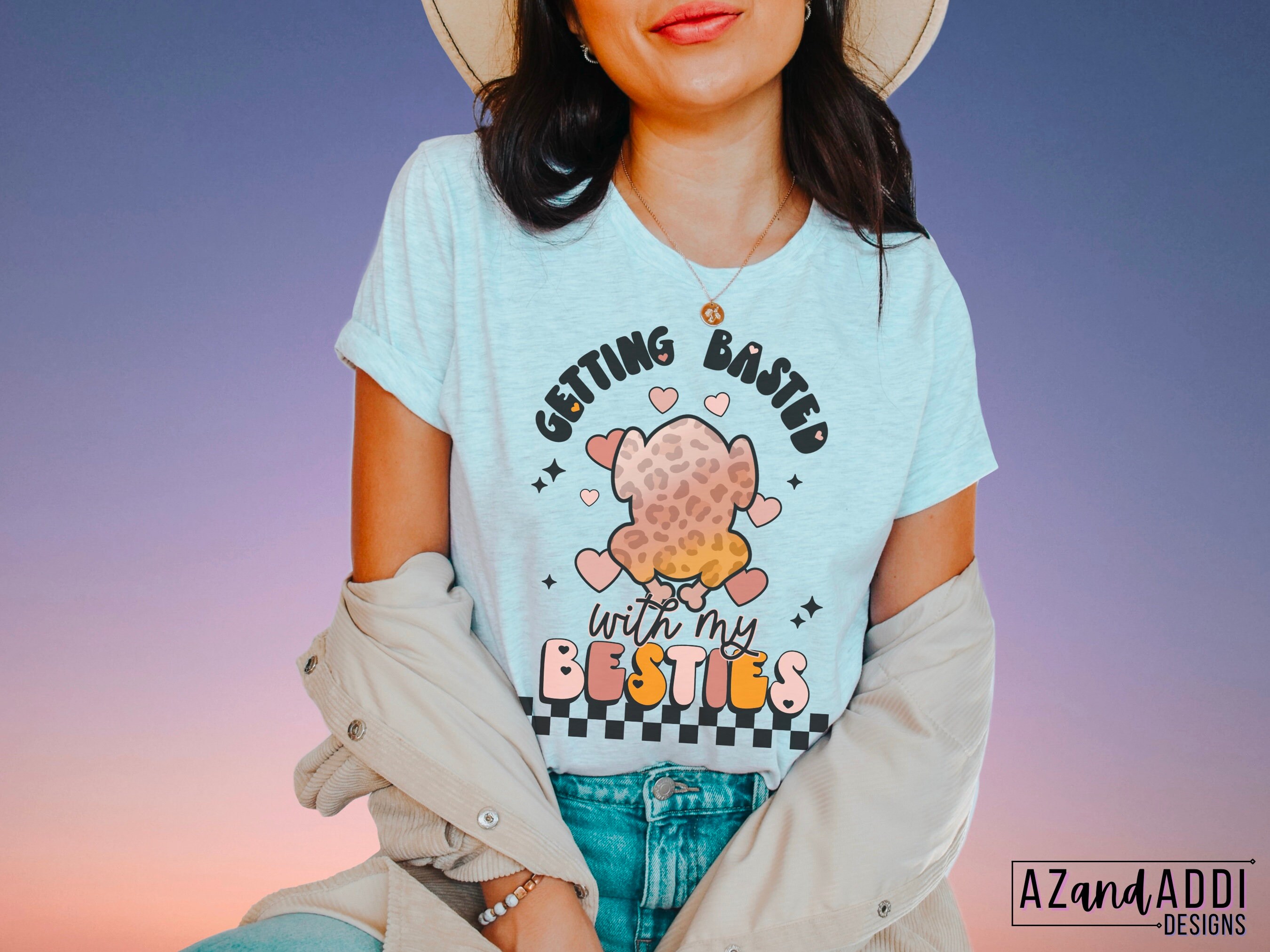 Friendsgiving Png Getting Basted With My Besties Retro - Etsy