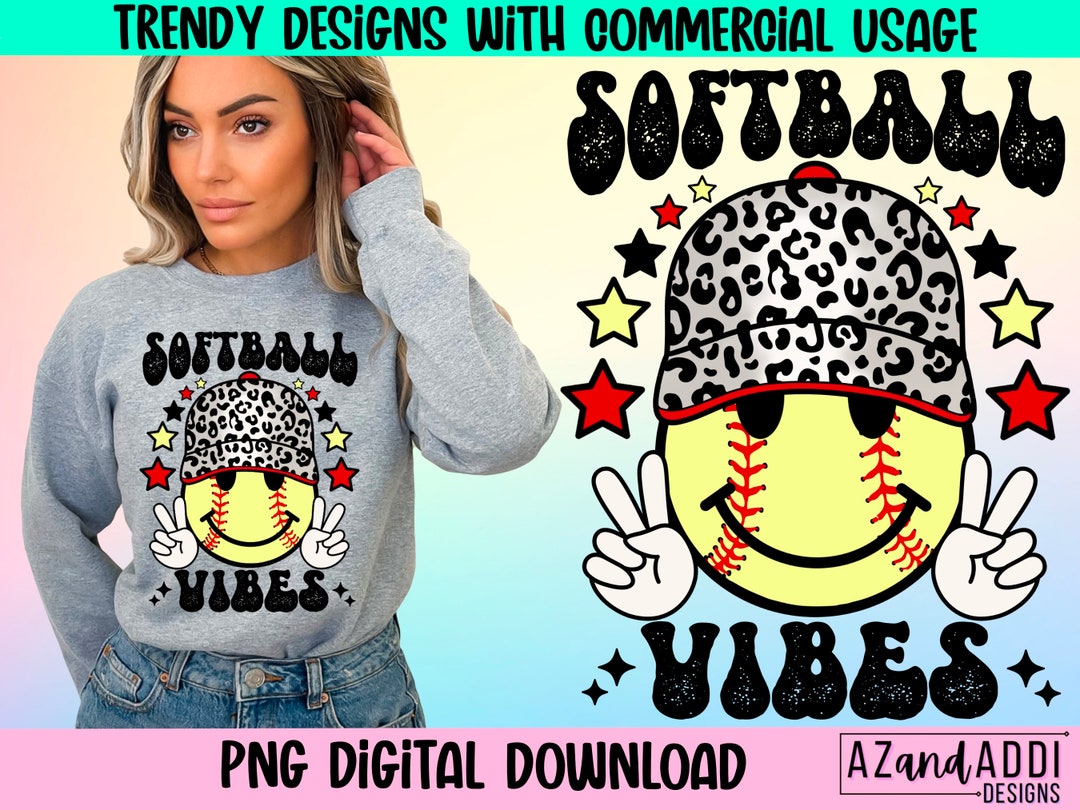 Retro Softball Png, Softball Sublimation Design, Softball Vibes Png ...