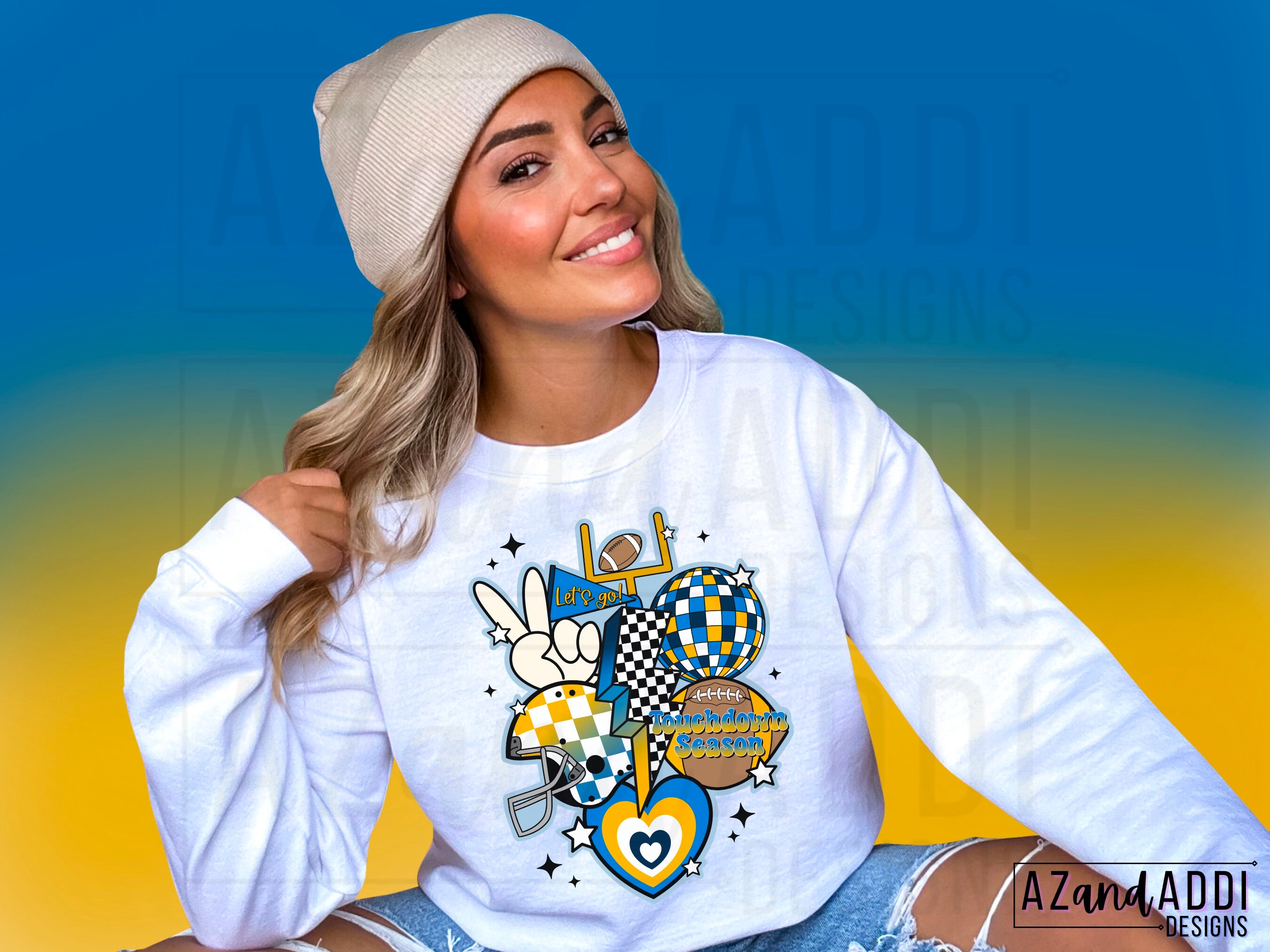 Retro Football Collage Png, Football Sublimation Design, Blue and ...